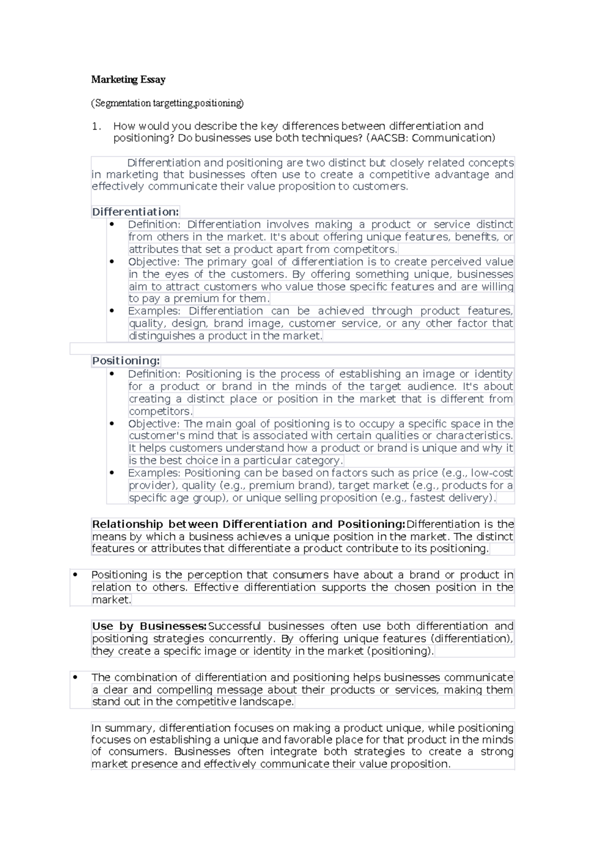Marketing Essay - Marketing Essay (Segmentation targetting,positioning ...