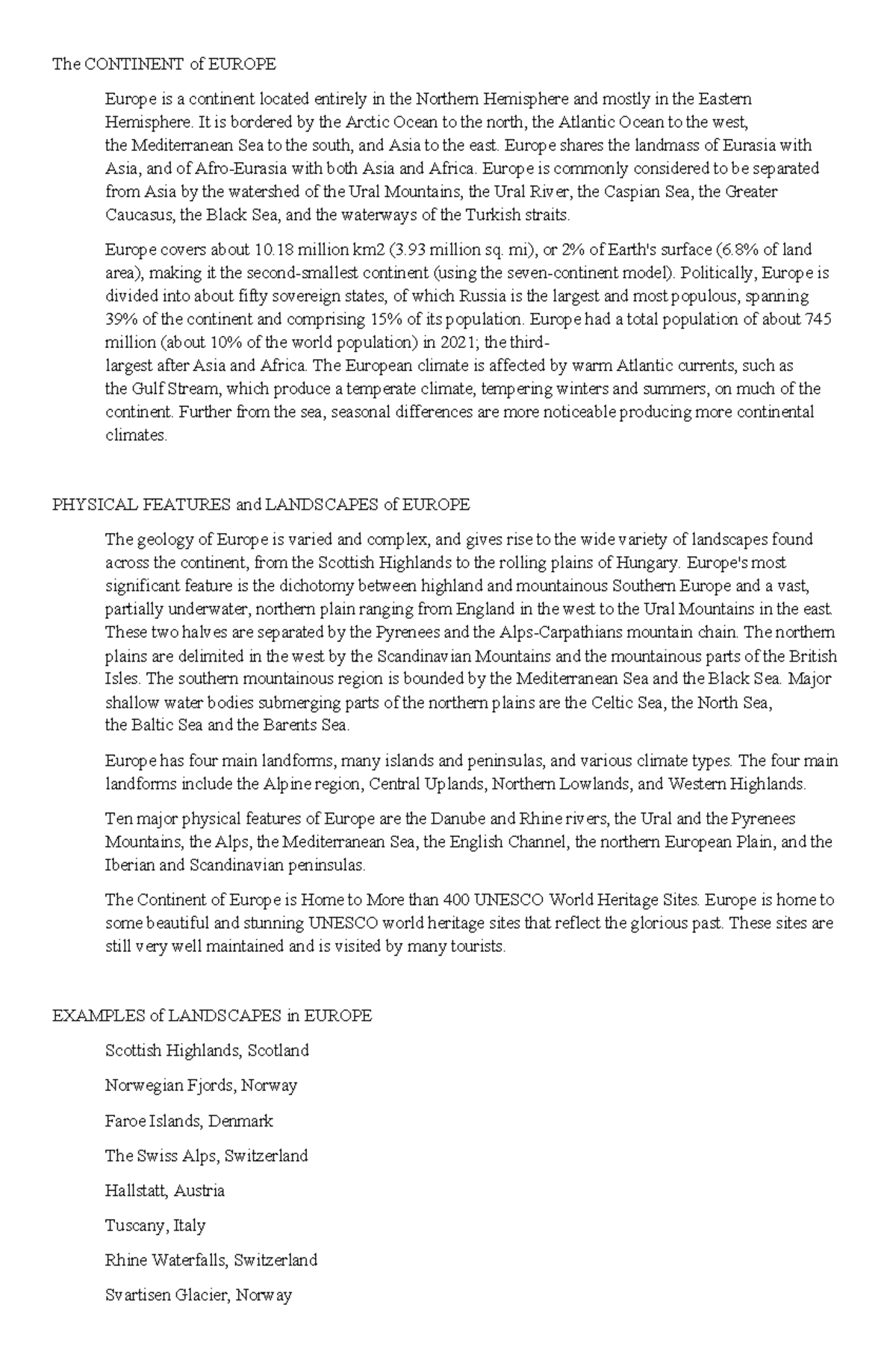 Europe-AND- Antarctica - The CONTINENT of EUROPE Europe is a continent ...