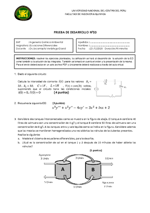 Evaluación final Ecuaciones diferenciales - Evaluación Final (Tipo) 2023 - 20 Semipresencial ...