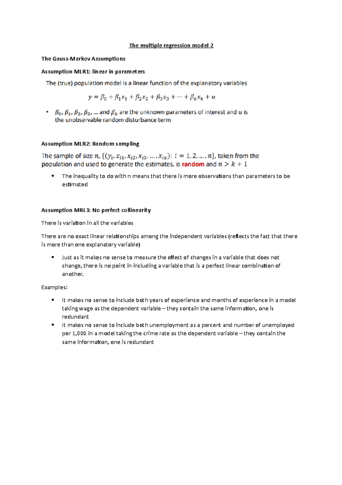 6. The multiple regression model 2 - Examples: It makes no sense to ...
