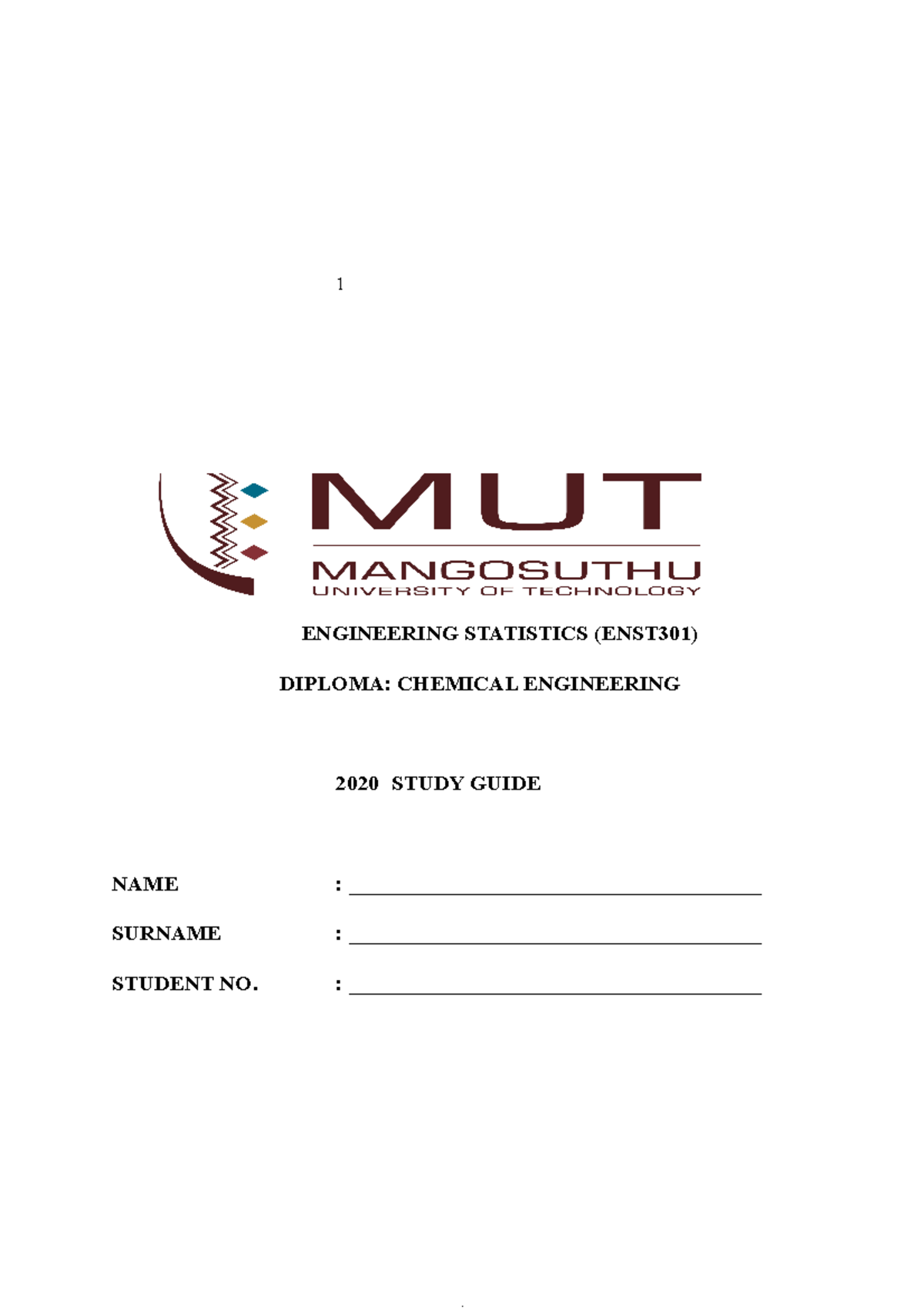 Module Guide (Engineering Statistics )(1) - 1 DEPARTMENT OF ...