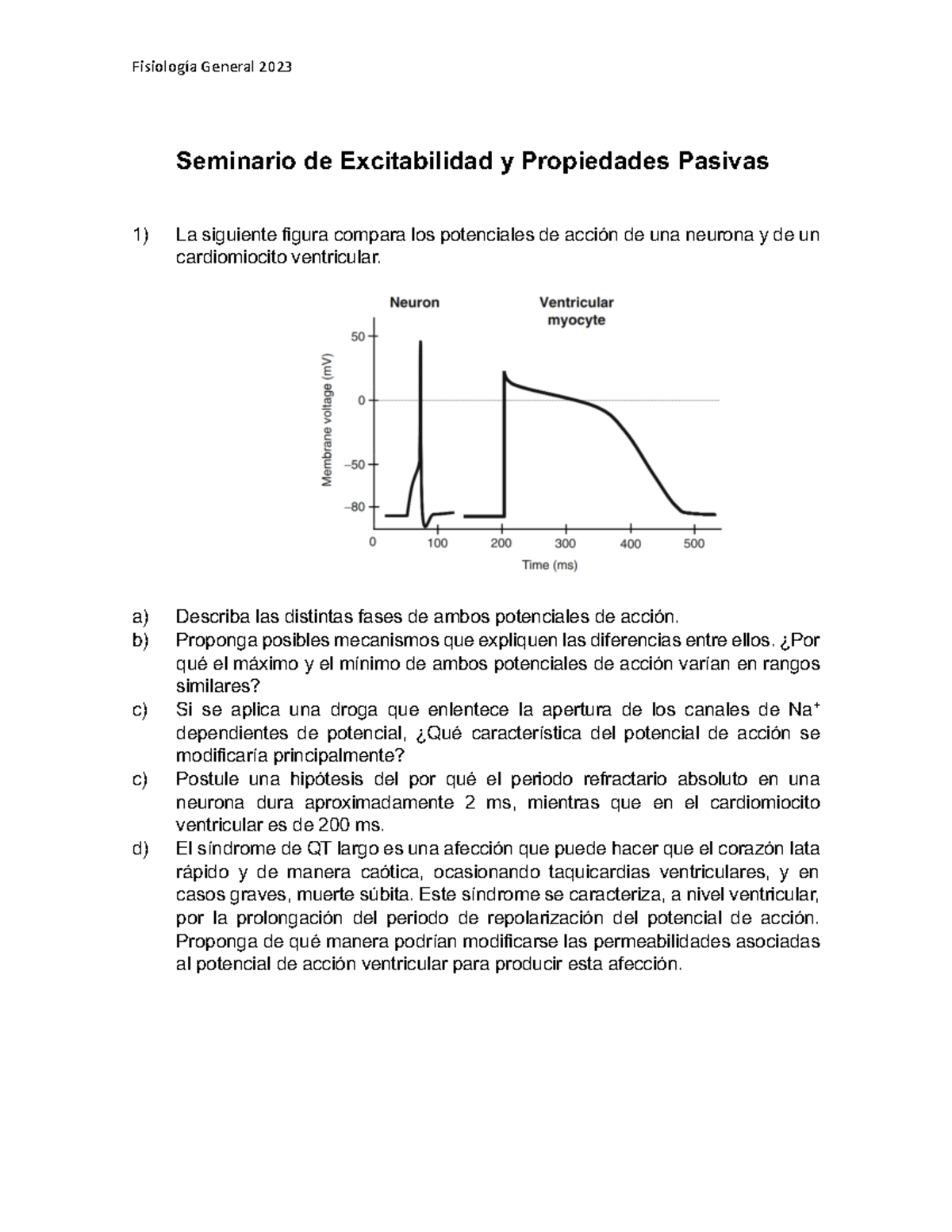 Guia Excitabilidad y Propiedades Pasivas 2023 - Seminario de ...