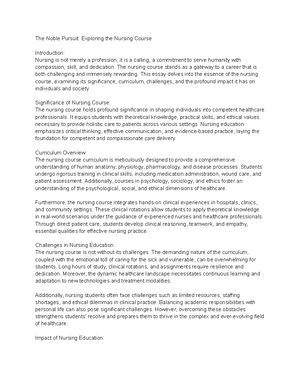 Essay about Nursing - Nursing stands as a beacon of compassion ...