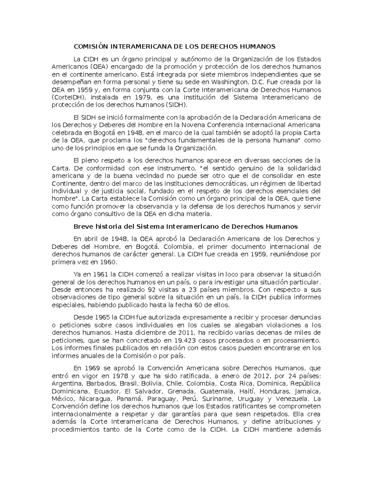 Comisión Interamericana DE LOS Derechos Humanos - COMISIÓN INTERAMERICANA DE LOS DERECHOS ...