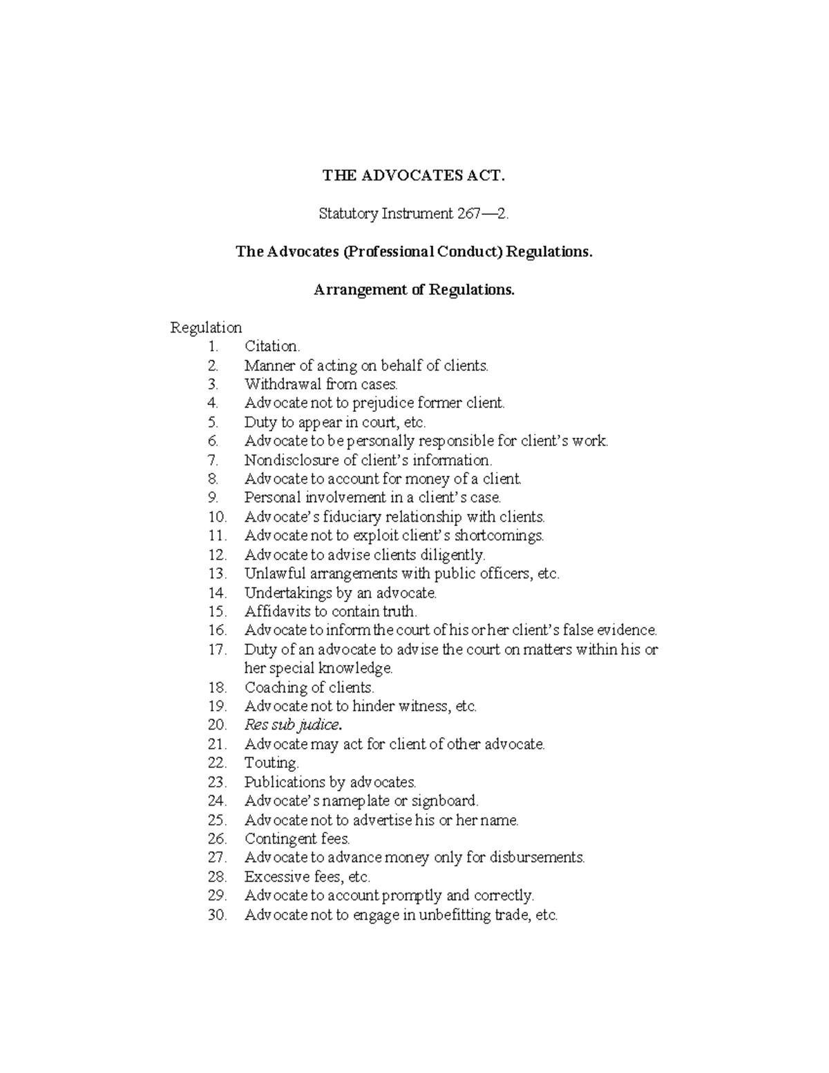 Advocates Professional Conduct Regulations - Duties of an Advocate ...