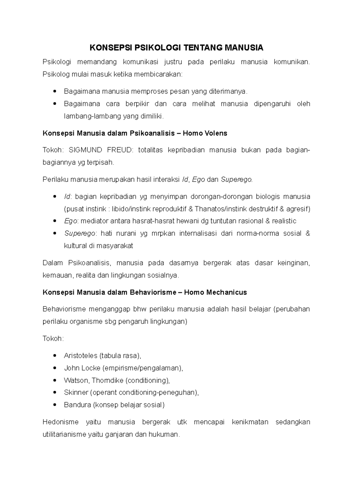 Konsepsi Psikologi Tentang Manusia Konsepsi Psikologi Tentang Manusia Psikologi Memandang