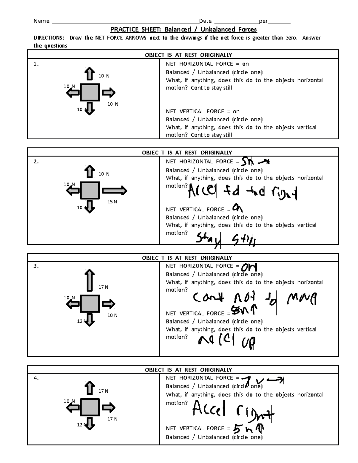 Balanced Force Practice Kamanzi T - Name ...