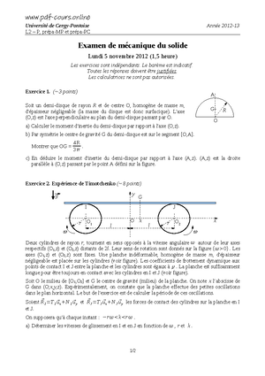 Mécanique du solide 🔥 examen session normal 2021 avec correction faculté des sciences université ...