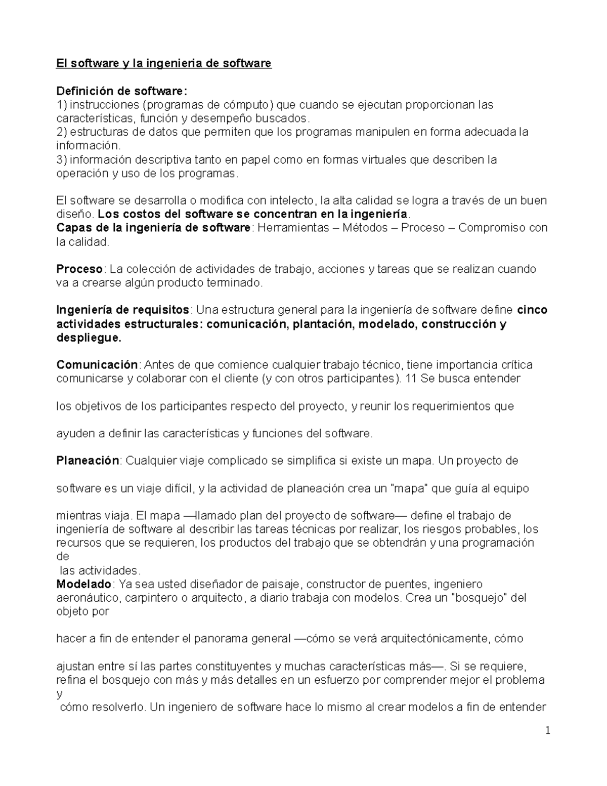 Resumen 1 Parcial - El software y la ingenieria de software Definición ...