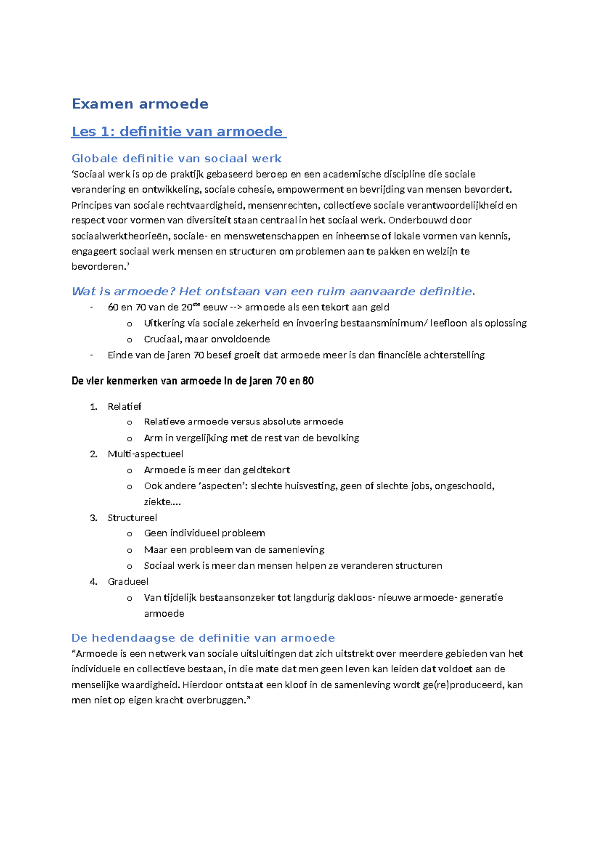 Examen armoede - Examen armoede Les 1: definitie van armoede Globale ...