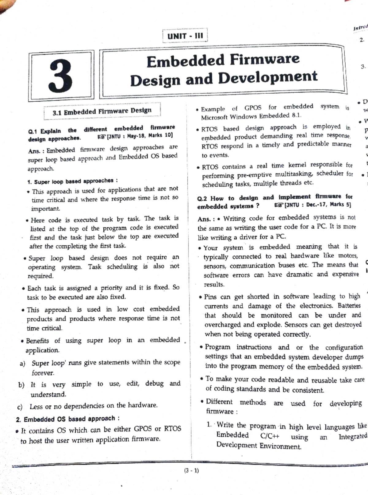 Unit-3 IES descriptive notes material - Intro UNIT lI 3 Embedded ...