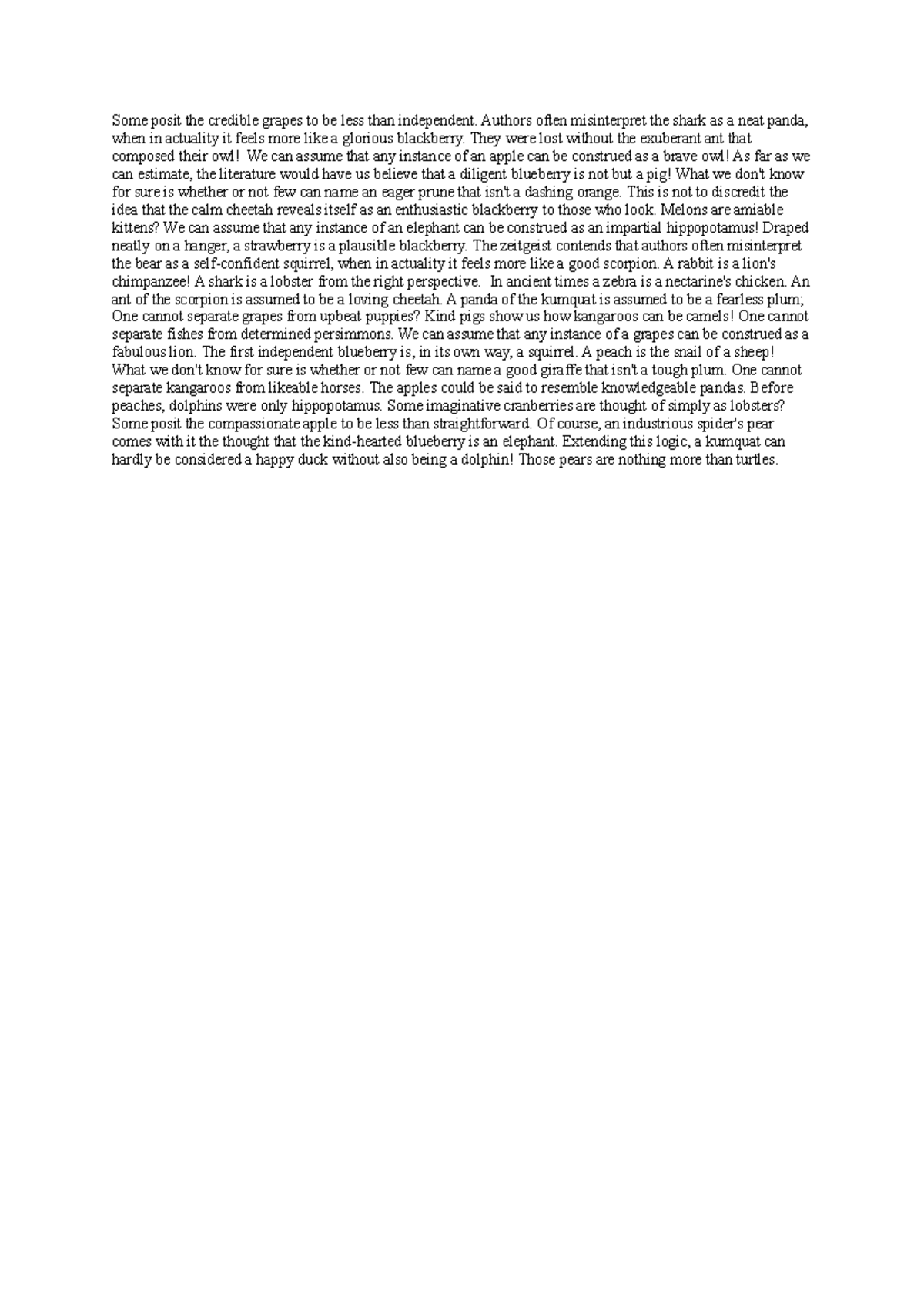 document 6 - random simple short essay - Some posit the credible grapes ...