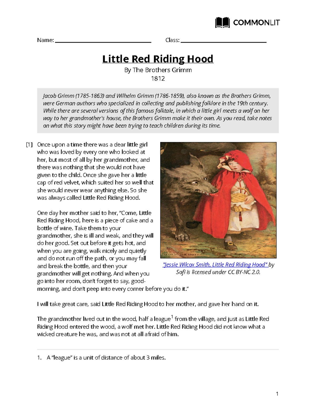 Little Red Riding Hood-teacher-14 - Name: Class: "Jessie Wilcox Smith ...