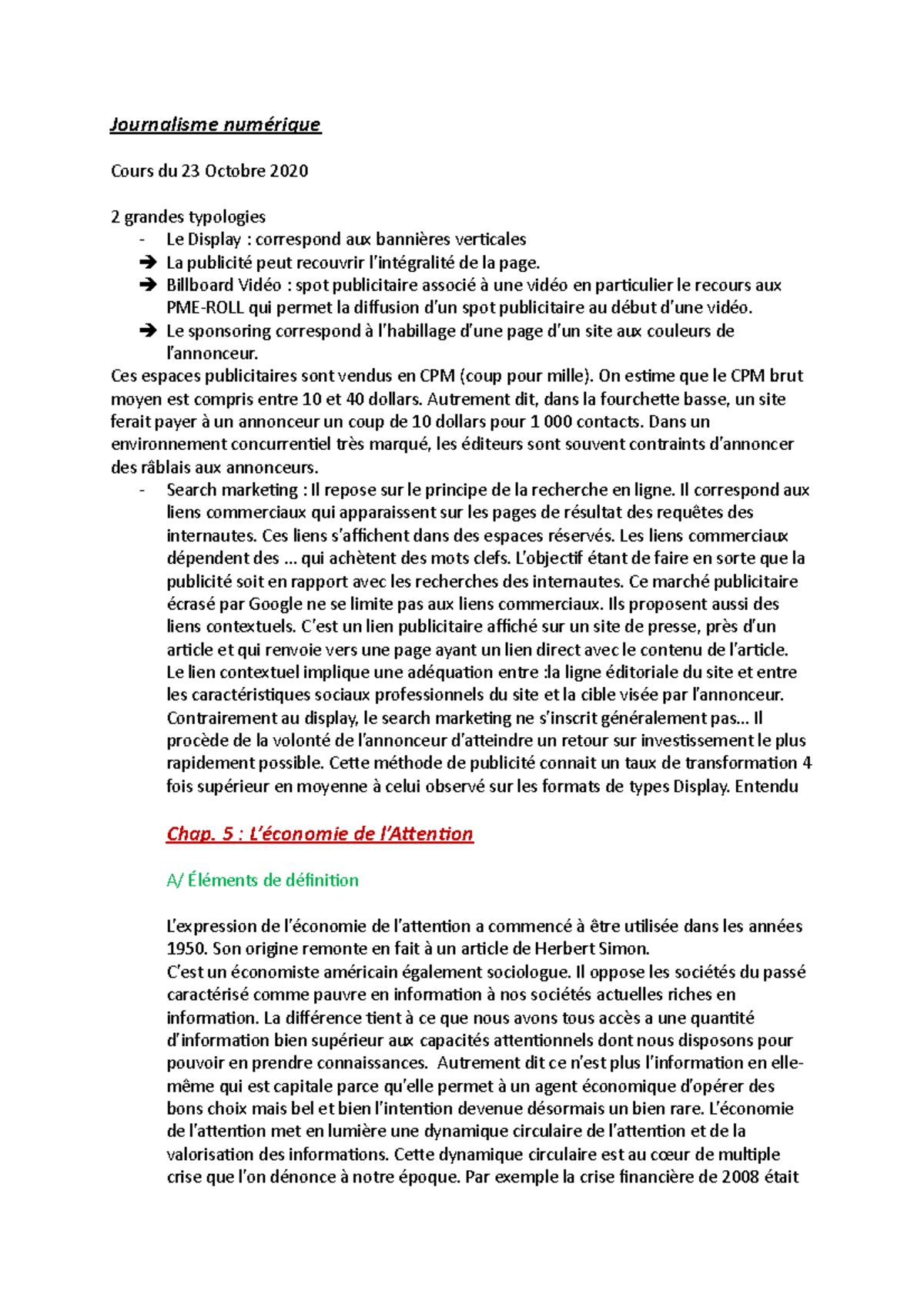 Journalisme numerique - Journalisme numérique Cours du 23 Octobre 2020 ...