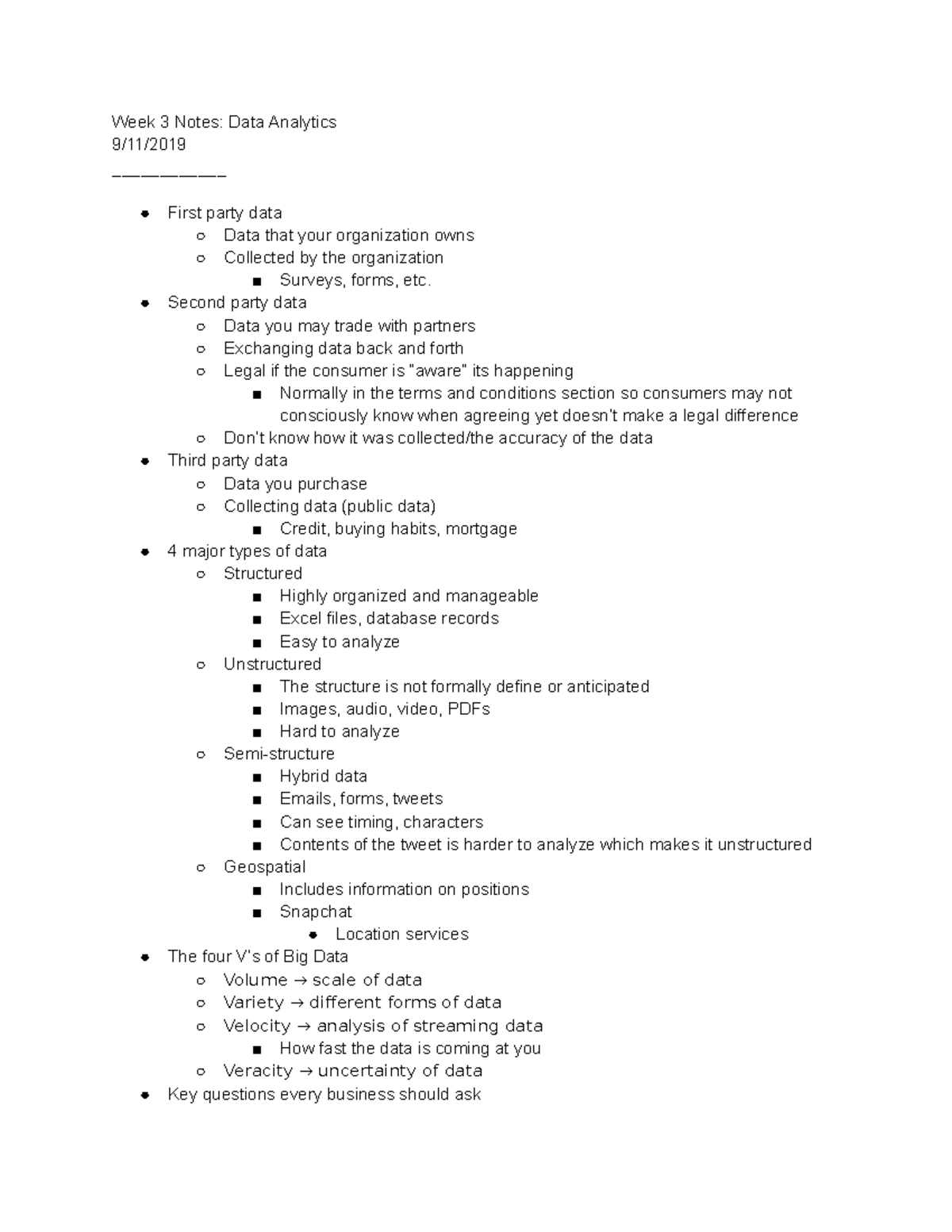 Data Analytics Notes - IST 195 - Week 3 Notes: Data Analytics 9/11 ...