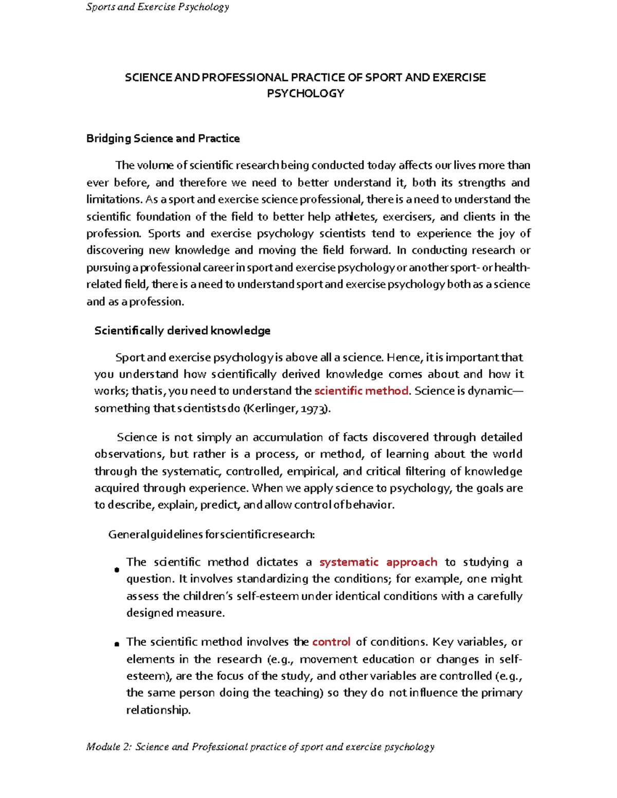 Module 2 Science and Professional Practice of Sports and Exercise ...