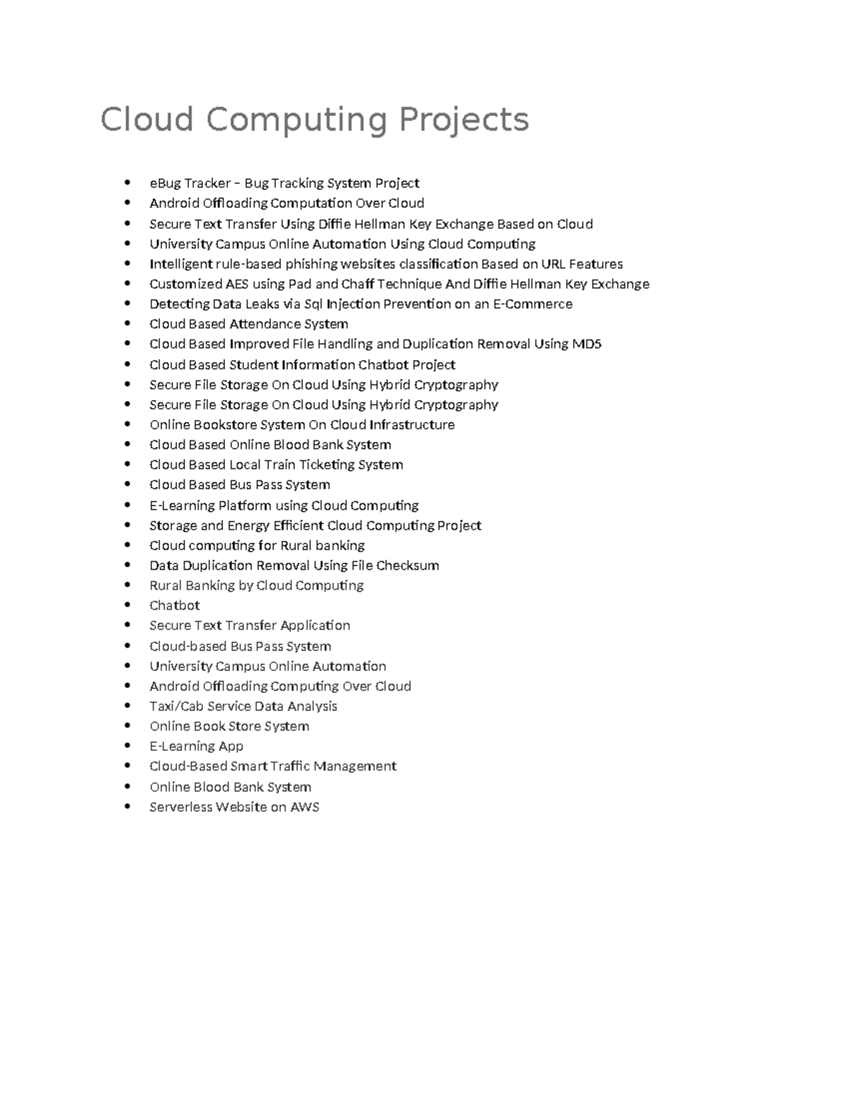 Cloud Computing Projects Ideas - Cloud Computing Projects eBug Tracker ...