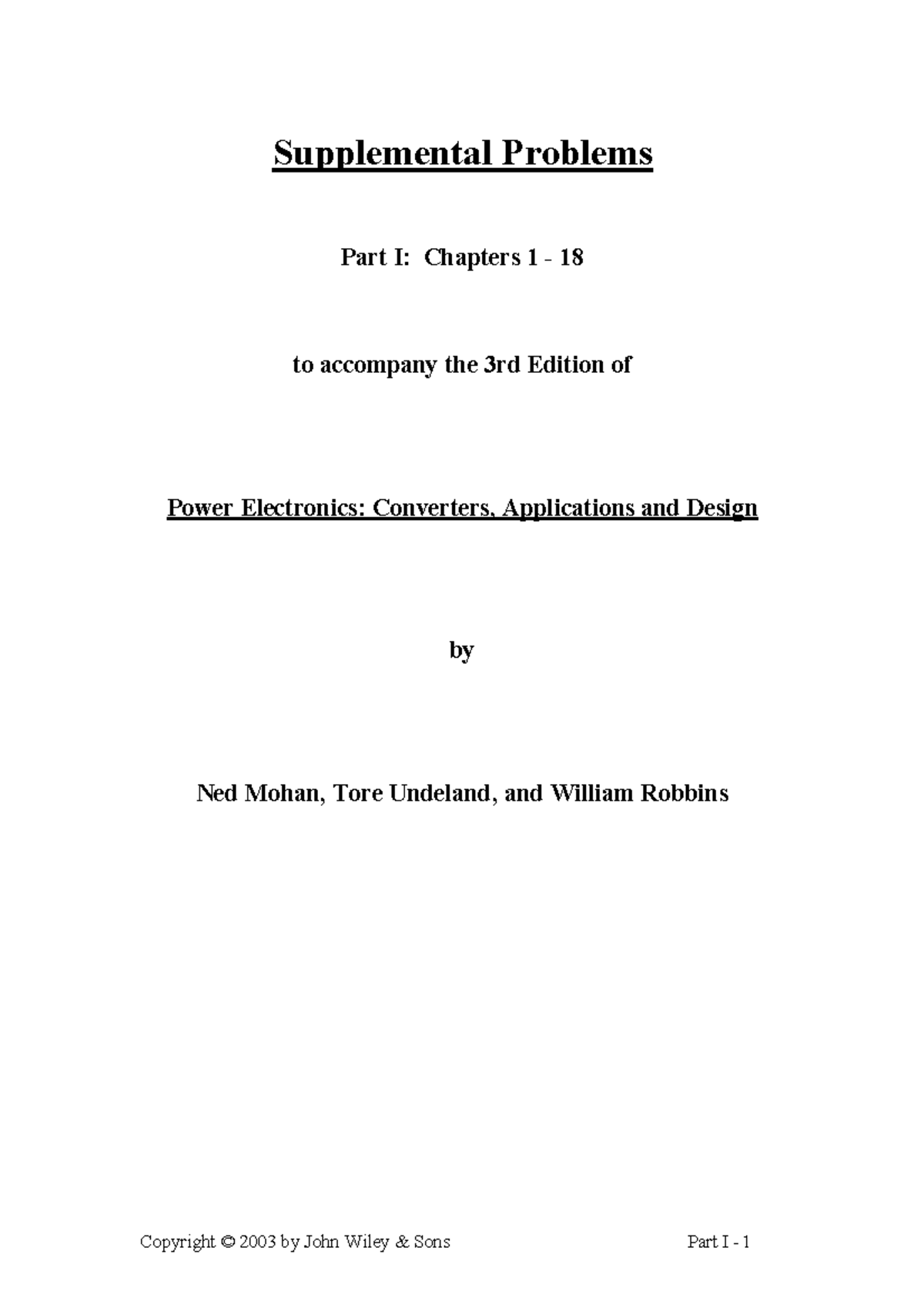 EE-442-642-Sup-Prob - College-aantekeningen 1 - Supplemental Problems Part I: Chapters 1 - 18 to ...