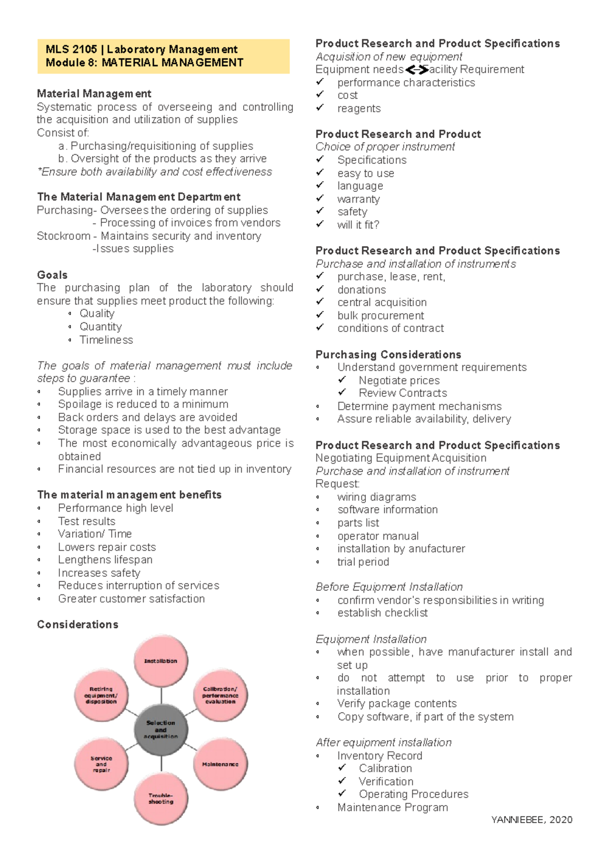 Lab management Chapter 8 - Material Management Systematic process of ...