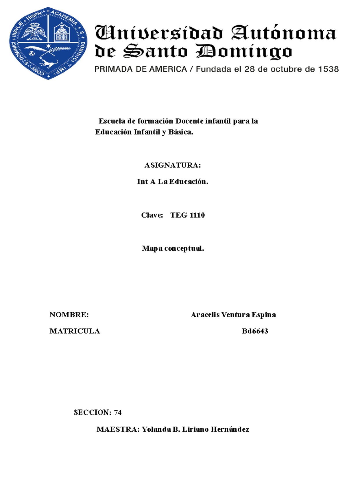 MAPA Conseptual - bbbbbbbbbbbbbb - Escuela de formación Docente infantil para la Educación ...