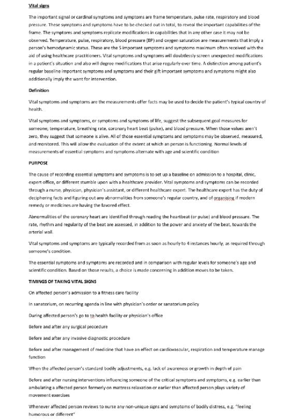 Nursing foundation vital signs - Bsc nursing - Studocu