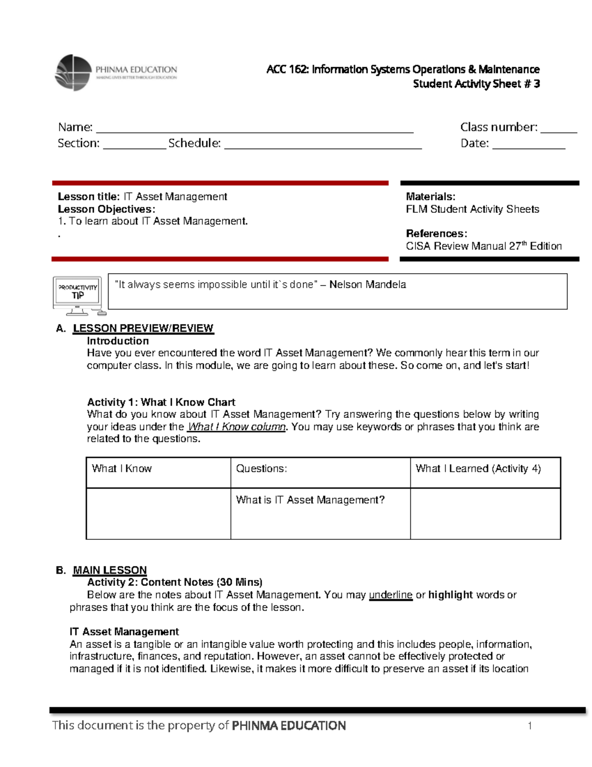 ACC 162 Module 3 - Student Activity Sheet # 3 Name: - Studocu
