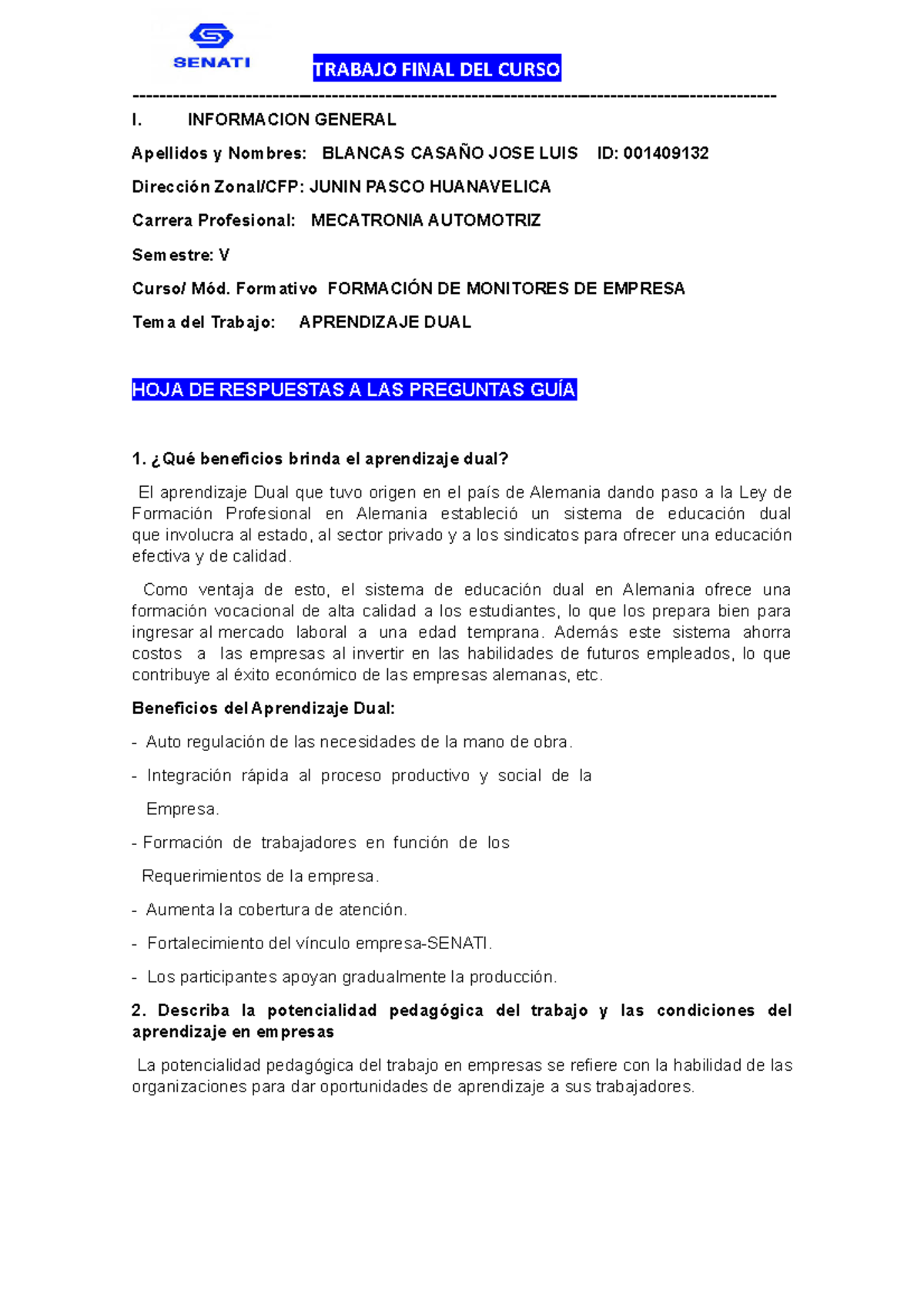 Aprendizaje DUAL - FHFHFH - I. INFORMACION GENERAL Apellidos y Nombres ...