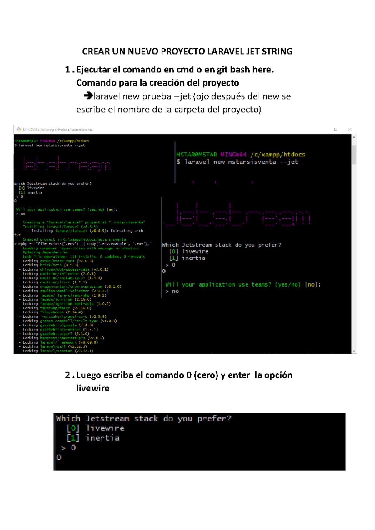 Crear laravel y linck de videos - CREAR UN NUEVO PROYECTO LARAVEL JET STRING 1 el comando en cmd ...