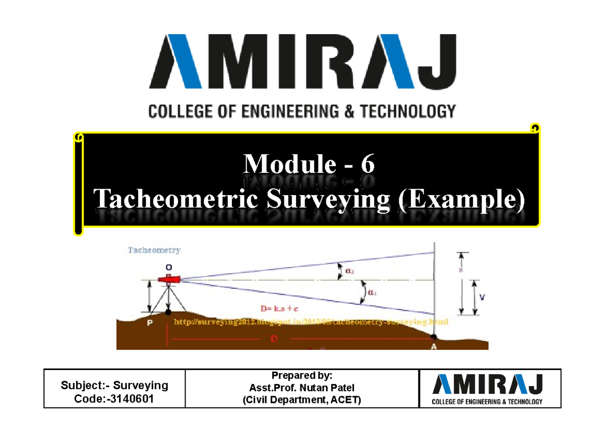 3140601 surveying module-6-tacheometric-surveying-examples - Module - 6 ...