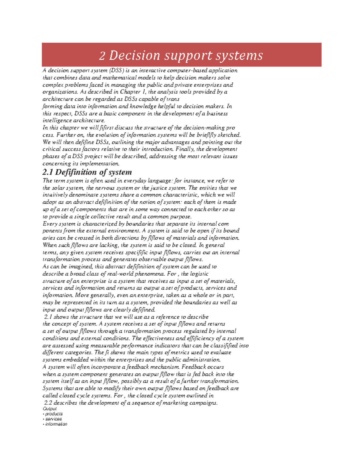 2 Decision support systems - As described in Chapter 1, the analysis ...