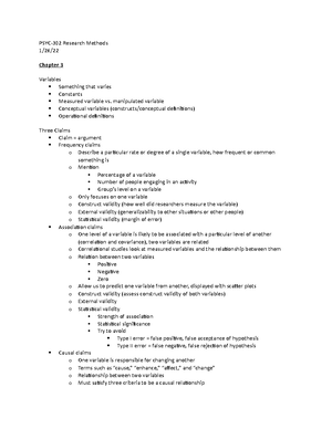 PSYC-302 References Notes - PSYC-302 Research Methods 1/24/ References ...