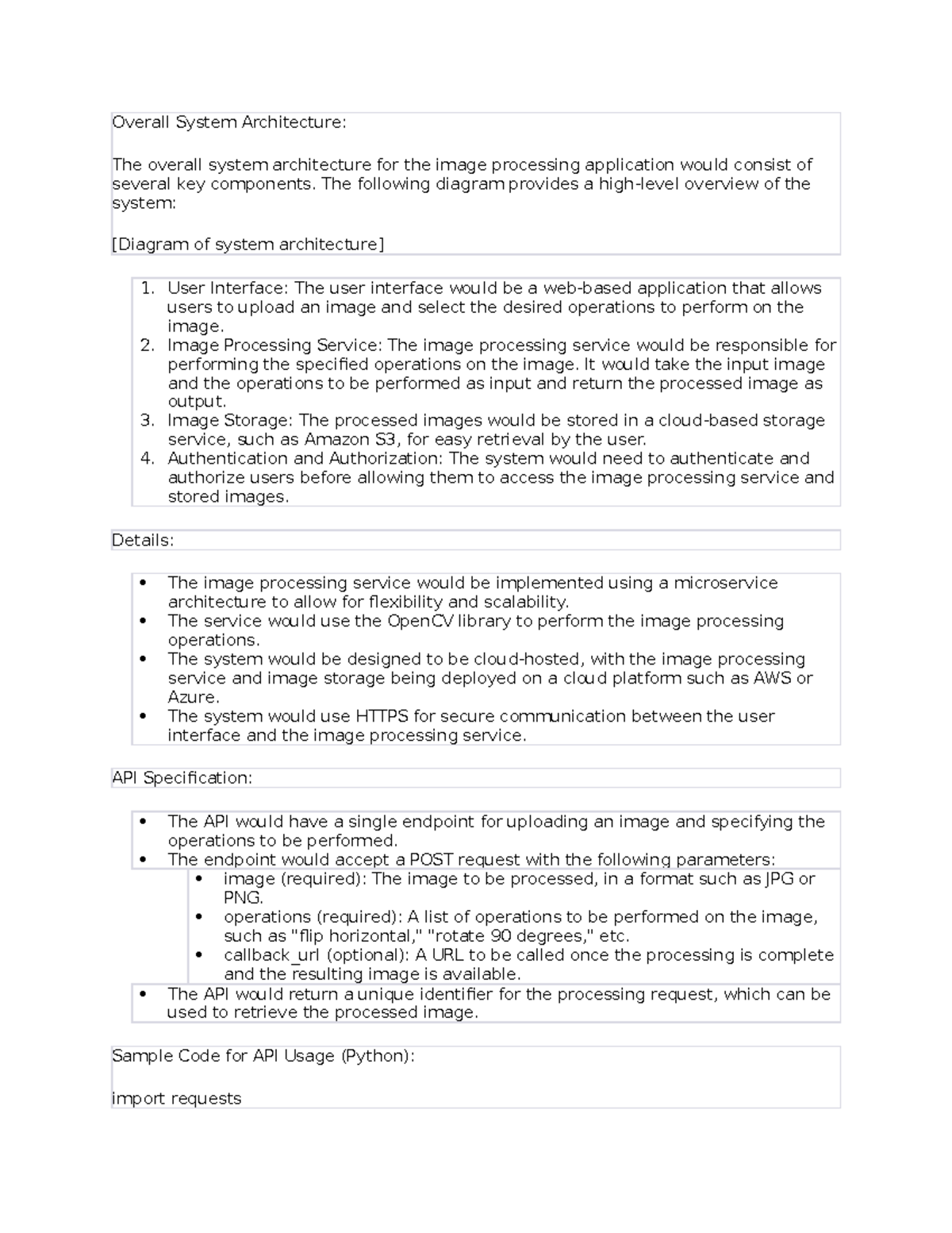Project - assignment - Overall System Architecture: The overall system ...