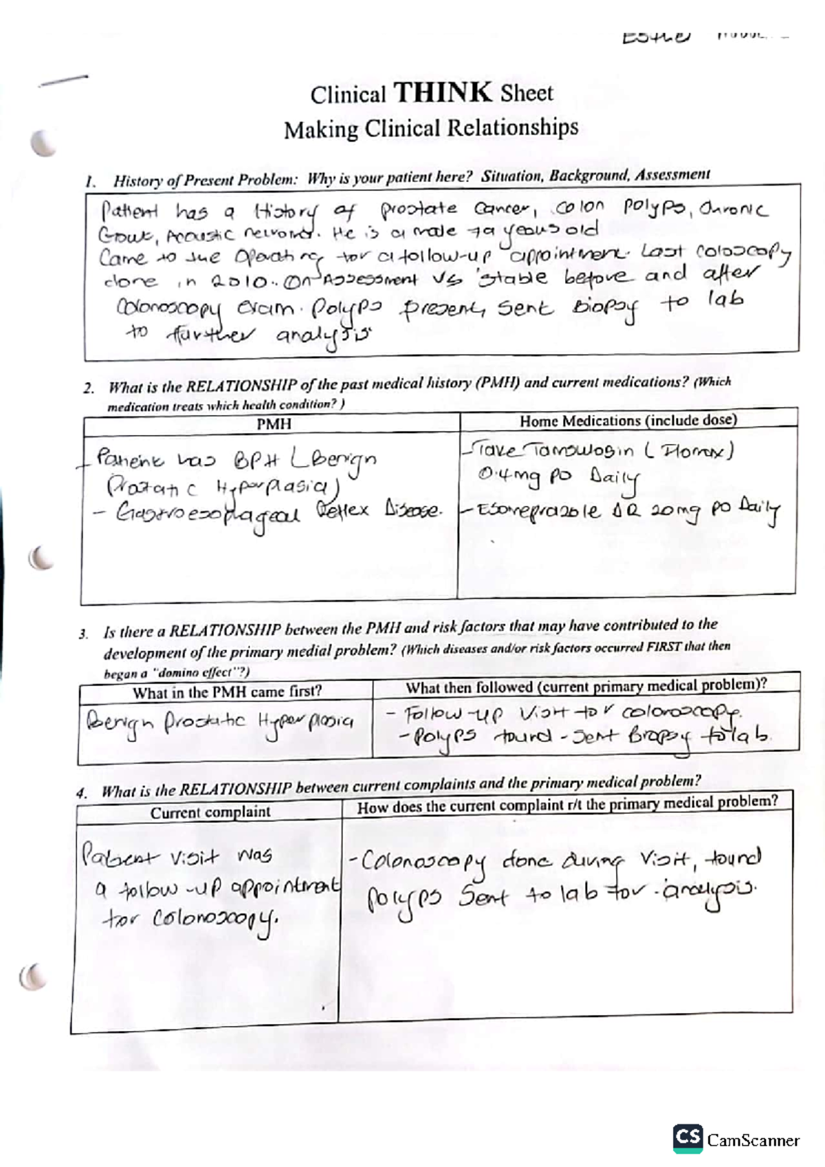 WK 2 Clinical Think shhet - Esthe Clinical THINK Sheet Making Clinical ...