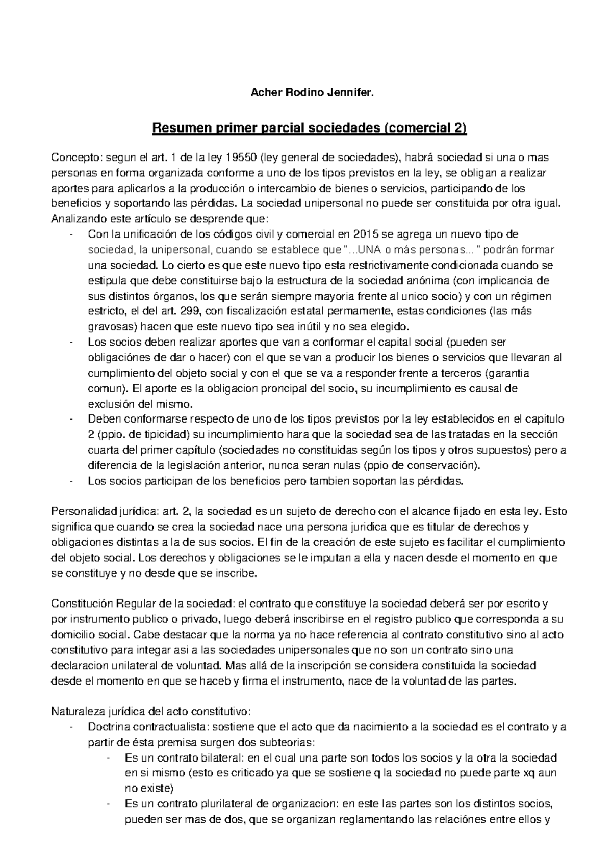 Sociedades mi resumen - comercial 1 - Acher Rodino Jennifer. Resumen ...