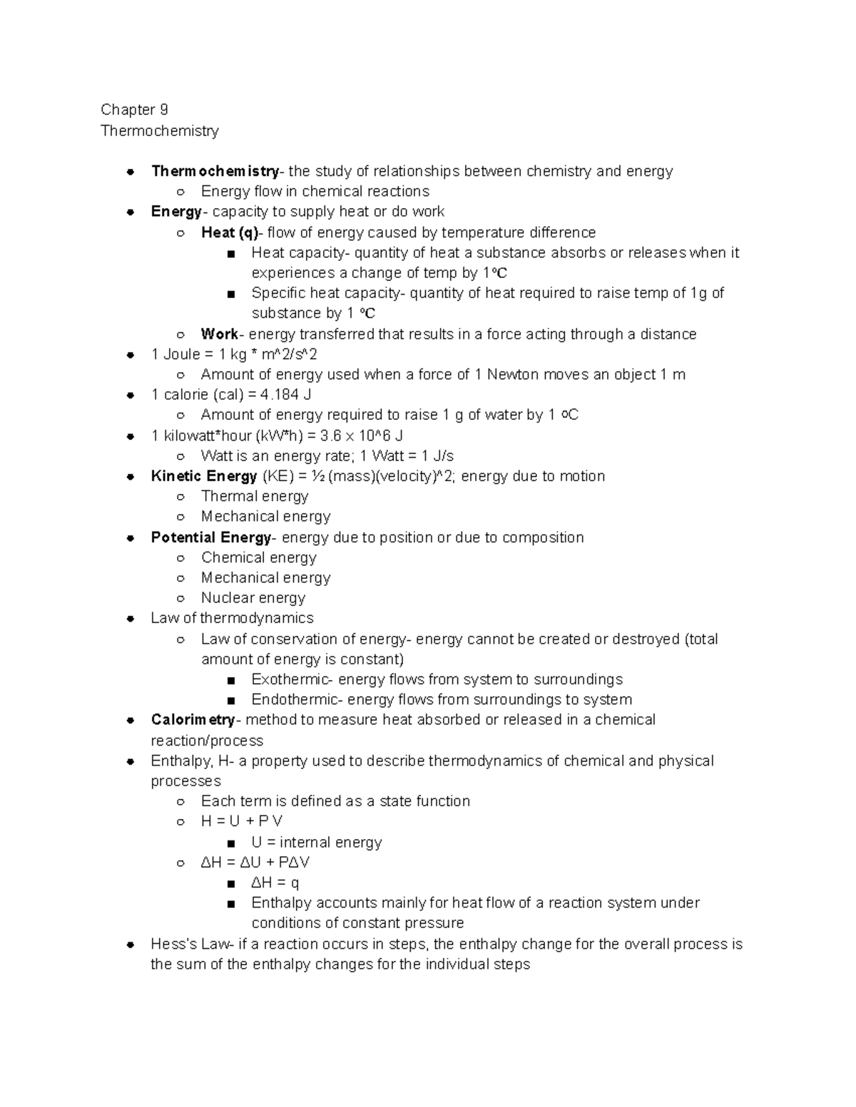 Chapter 9 - Thermochemistry - Chapter 9 Thermochemistry Thermochemistry ...