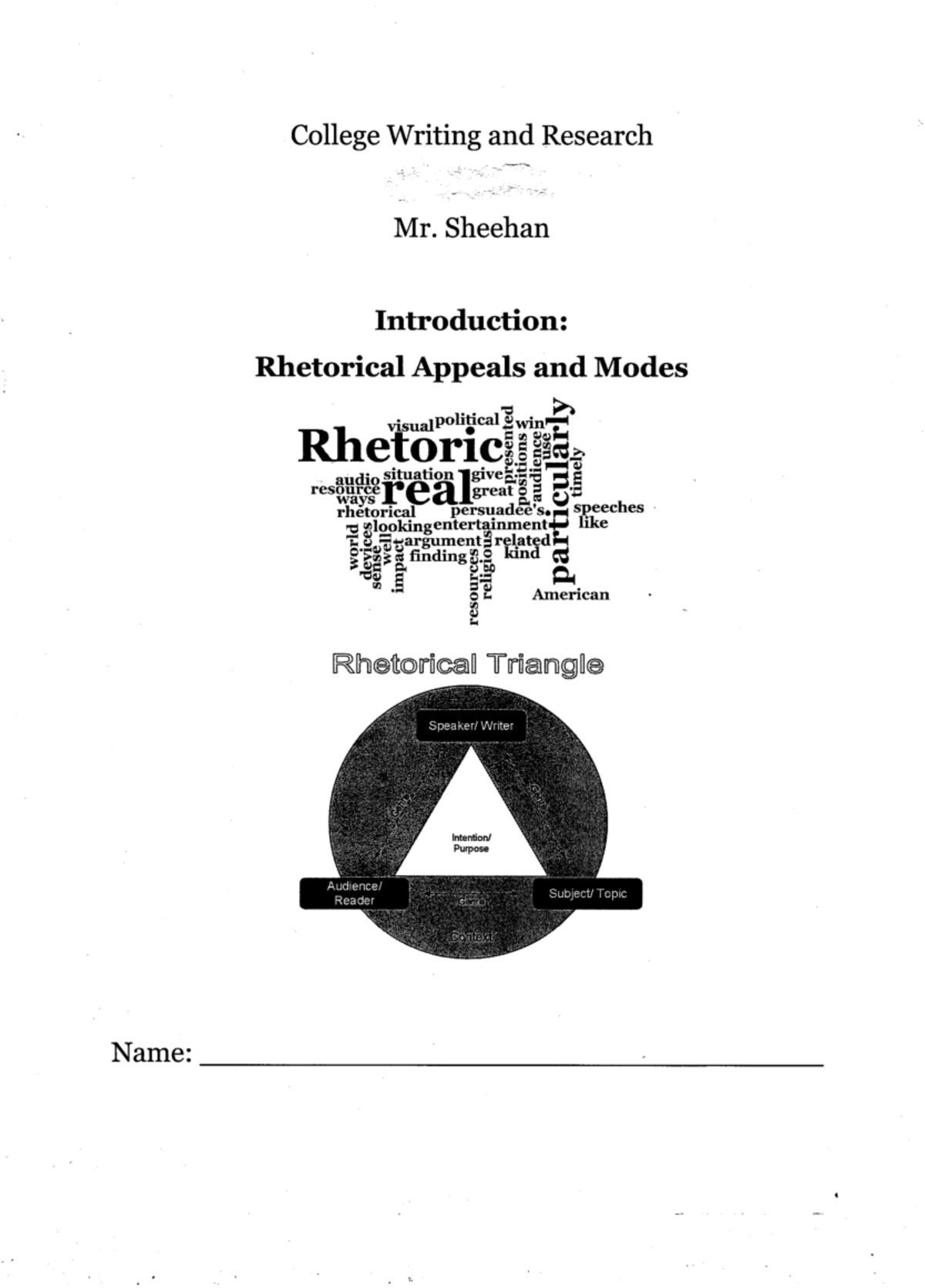 Rhetorical Appeals and Modes 06092021 - College Writing and Research Mr ...