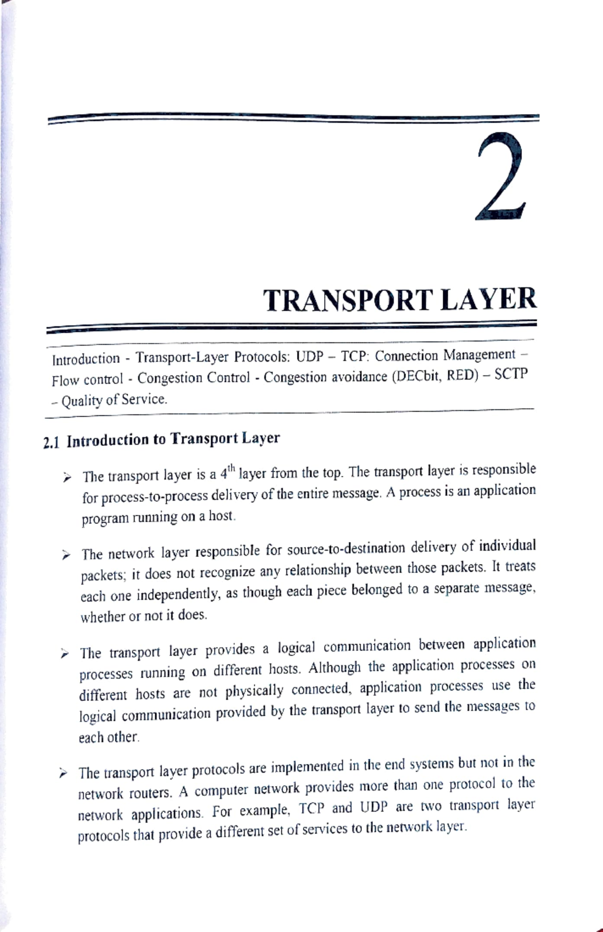 Cn Unit 2 Computer Networks Unit 2 2 Transport Layer Introduction Protocols Udp Tcp 