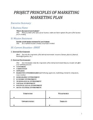 Marketing Plan - Project SP22 1 - PROJECT PRINCIPLES OF MARKETING ...