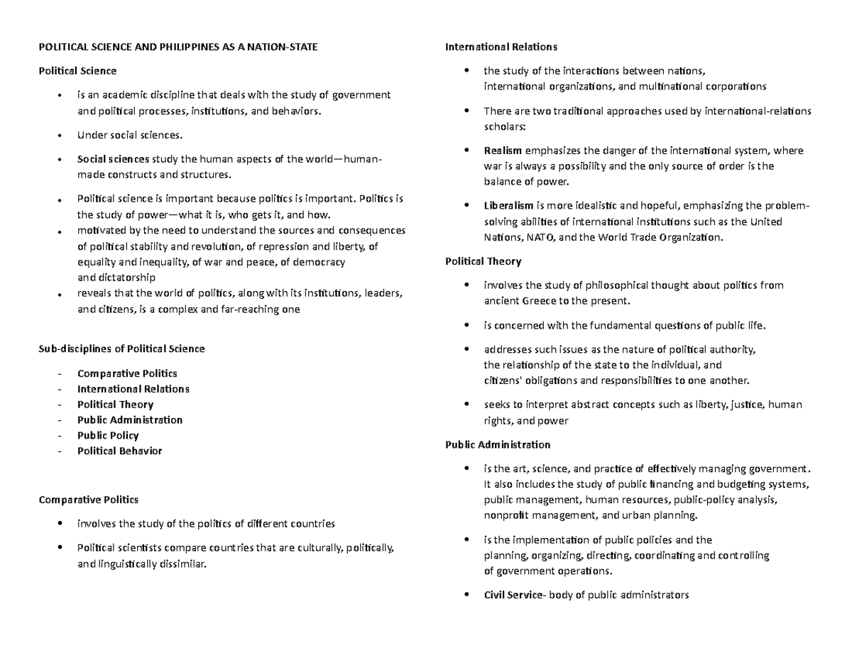 Pspns - Grade: 5 - POLITICAL SCIENCE AND PHILIPPINES AS A NATION-STATE ...
