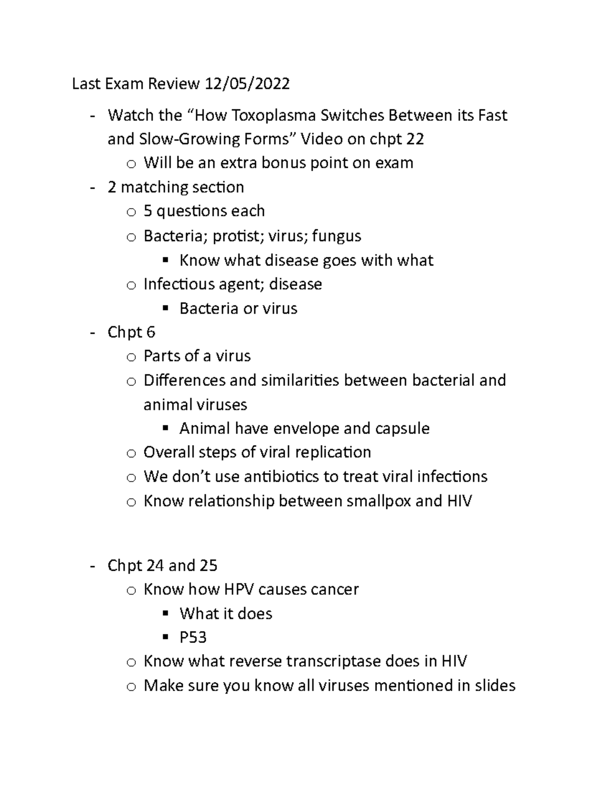 Last Exam Review - Studocu