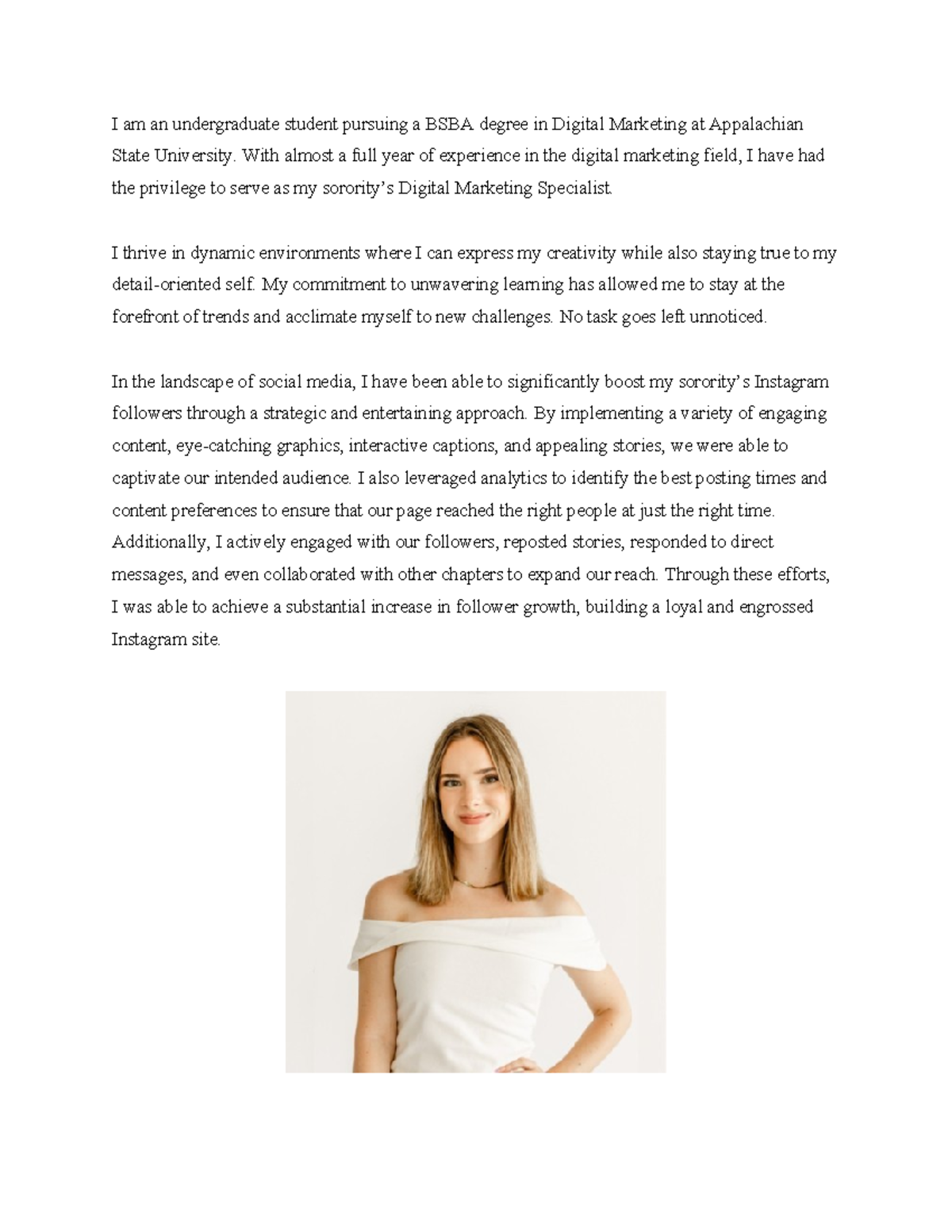 Professional Bio Activity - I am an undergraduate student pursuing a ...