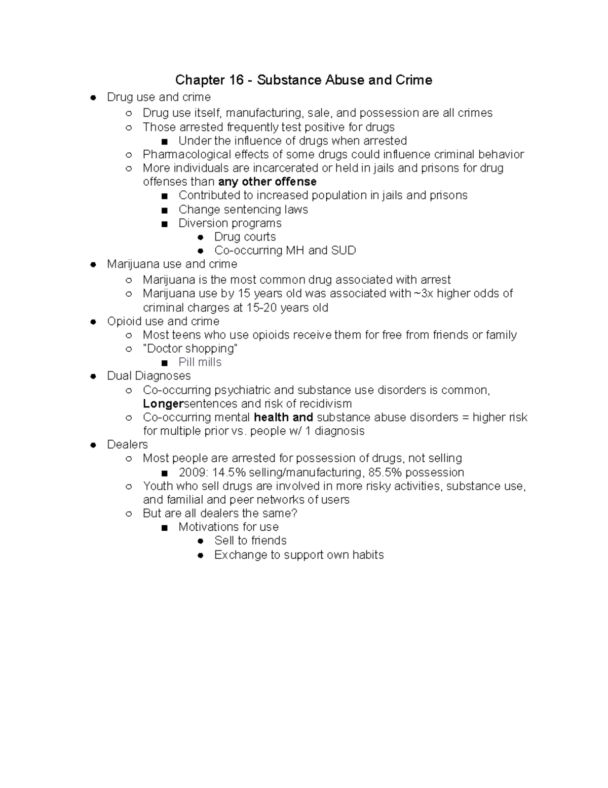 Chapter 16 - Substance Abuse and Crime Lecture Notes - Chapter 16 ...