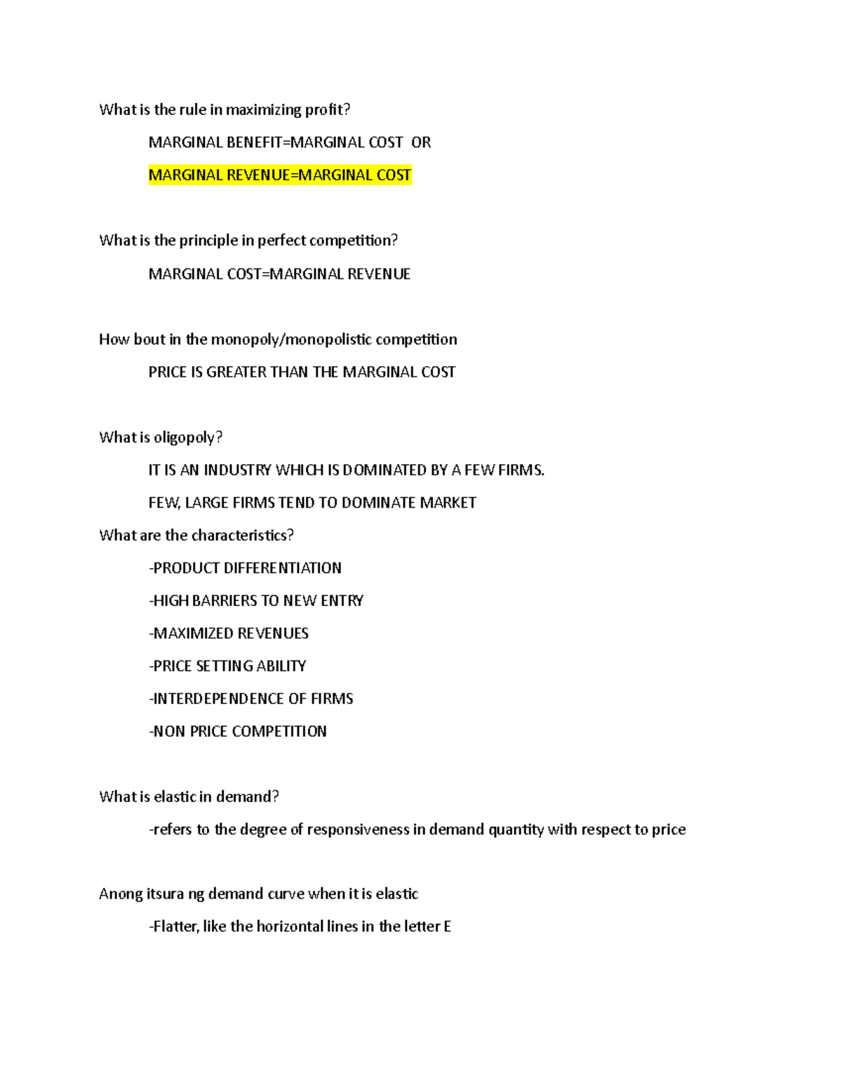 Notes econ - GOODLUCK - Economics - What is the rule in maximizing ...