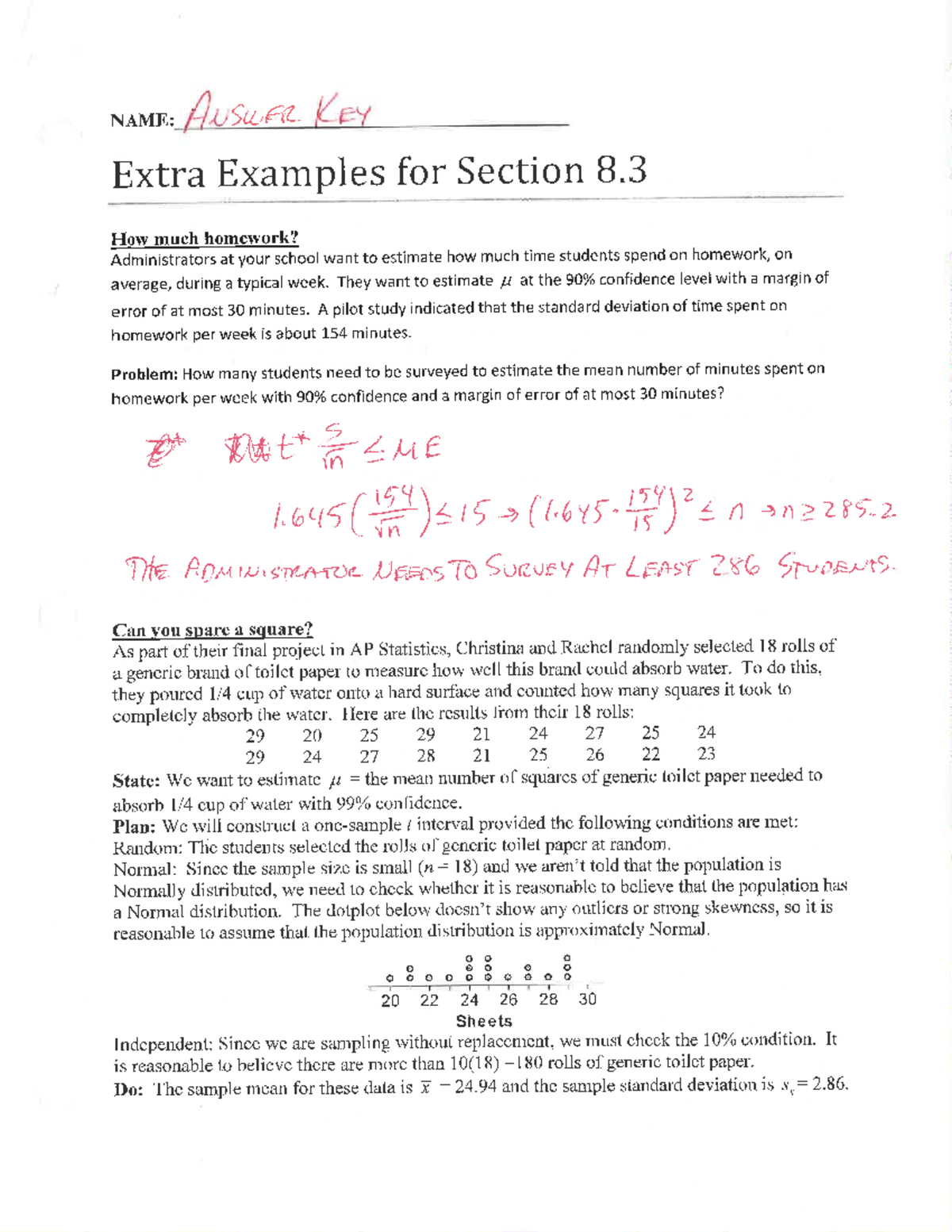 Extra Examples for Section 8 3 Solutions - Batchelor Of Science In Dentistry Engineering - Studocu