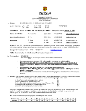 BIOL 241 Outline - Department of Biological Sciences BI 186 403 220 ...