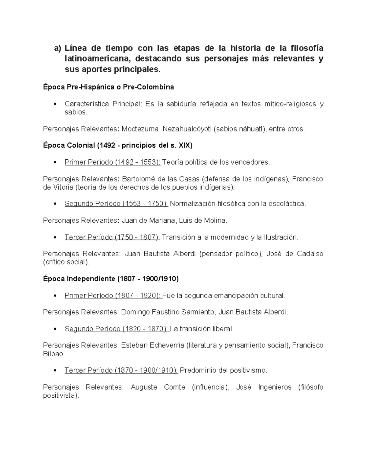 Filosofia Latinoamericana - a) Línea de tiempo con las etapas de la historia de la filosofía ...