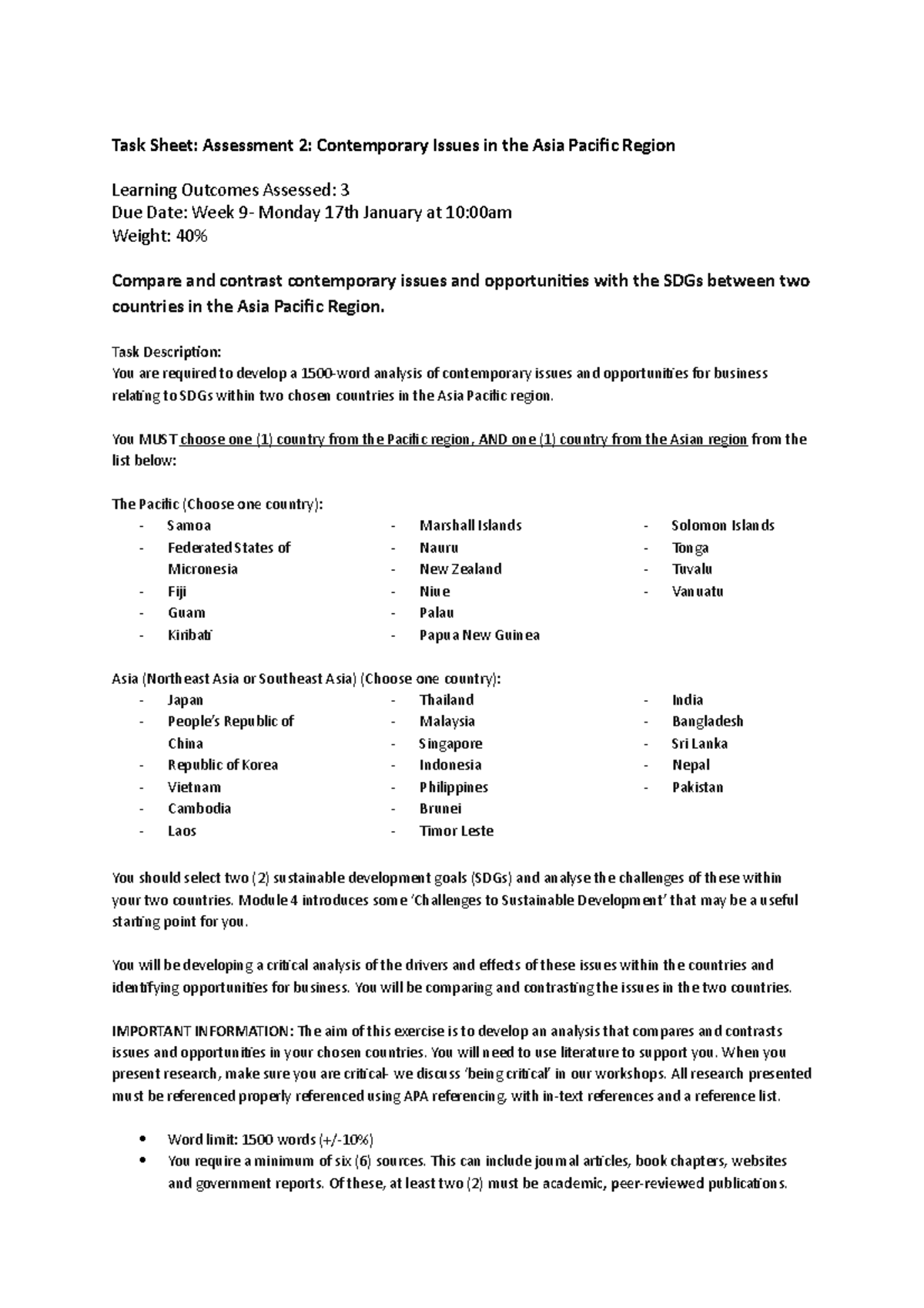 1005GBS A2 Task Sheet - Task Sheet: Assessment 2: Contemporary Issues ...