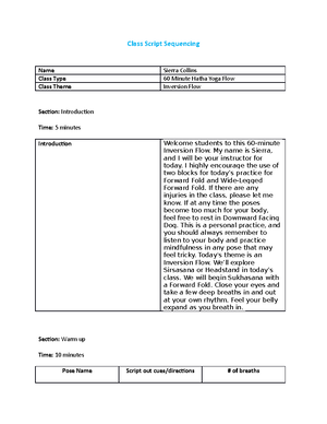 Class Script Sequencing 1 Example - Class Script Sequencing Name Sierra ...