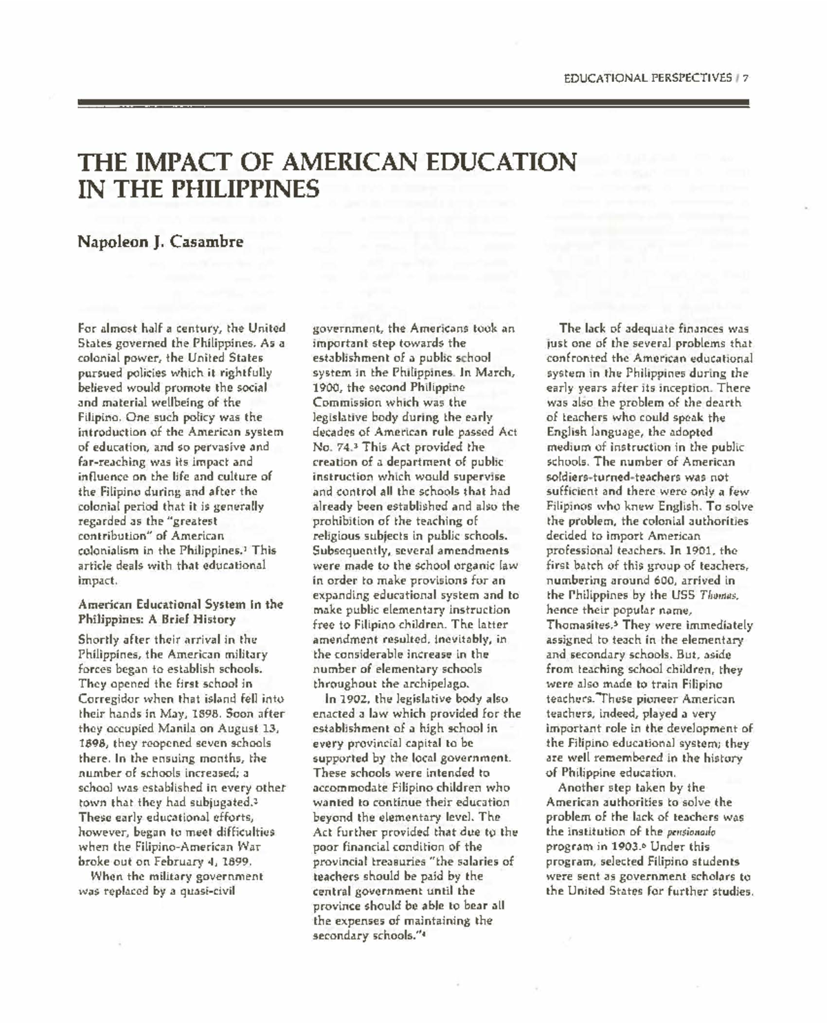 EDPVol 21#4 7-14Research - EDUCATIONAL PERSPECTIVES I 7 THE IMPACT OF ...