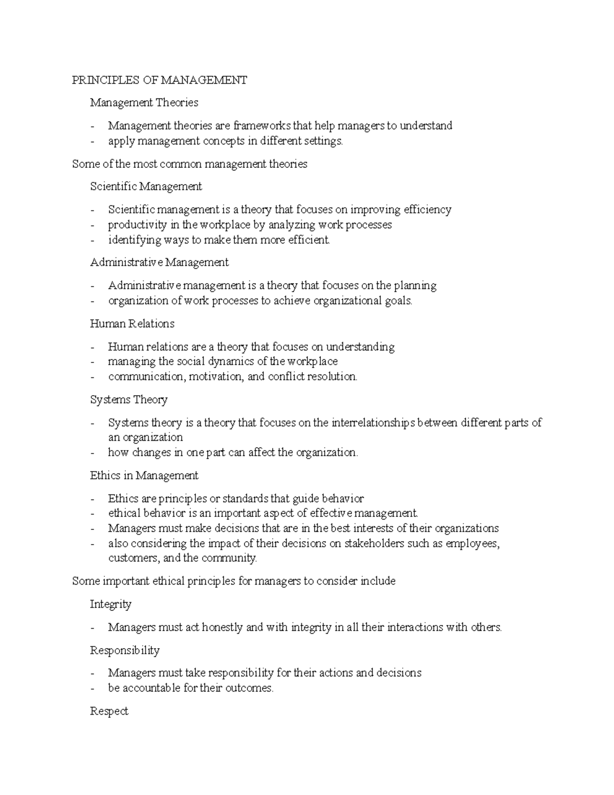 Principles OF Management Notes 3 - PRINCIPLES OF MANAGEMENT Management ...